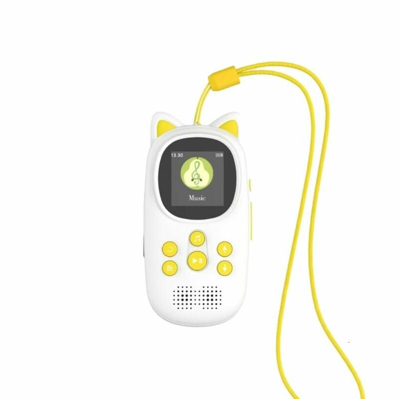 Детский MP3 плеер с BT5.0, функцией блокировки, мультяшным дизайном, динамиком, 32ГБ памяти, длительное время работы для музыки и аудиокниг, Желтый