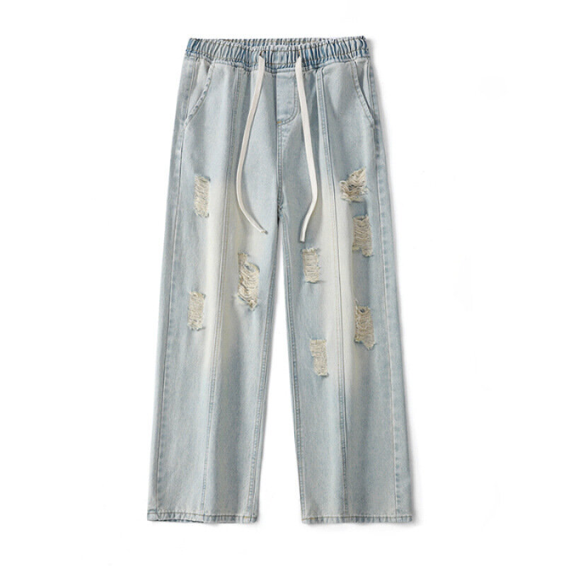 Охоты Брюки JYL Новинки года рваные джинсы мужские широкие прямые ретро галстук-резинка универсальные повседневные