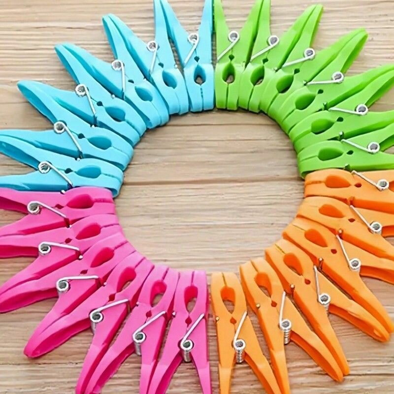 Прищепки зажимы для белья пластиковые, прочные, разноцветные, 20шт