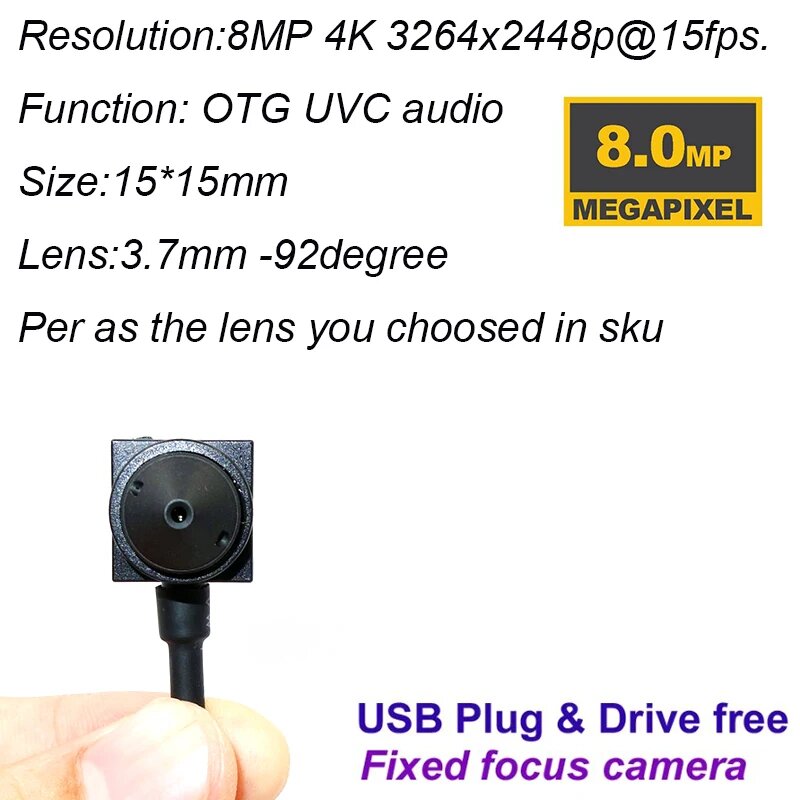 Мини USB камера 8MP 4K Type-C, 2.8mm