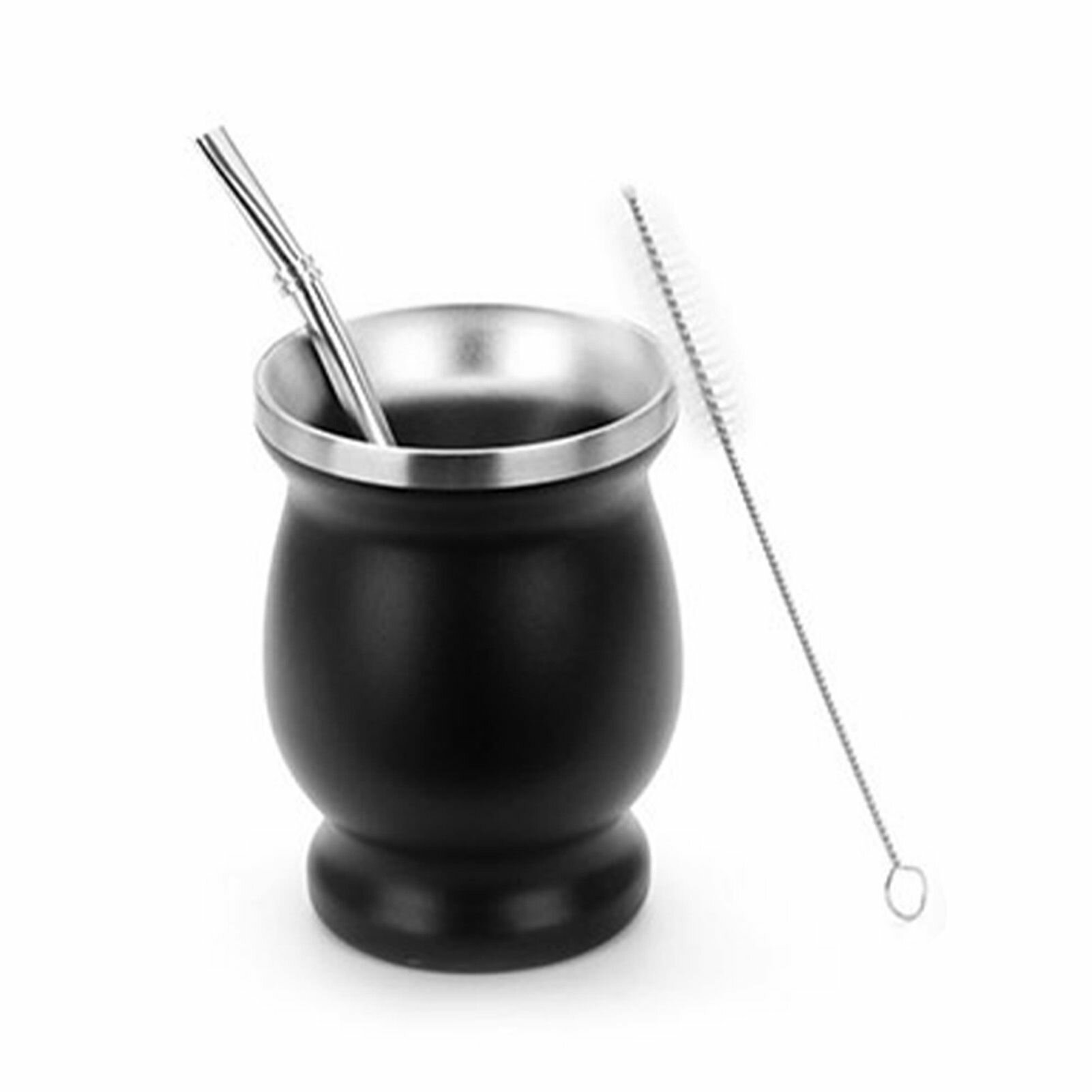 Набор чайных чашек Yerba Gourd, из нержавеющей стали, черная чашка, щетка для чистки соломы, подарок
