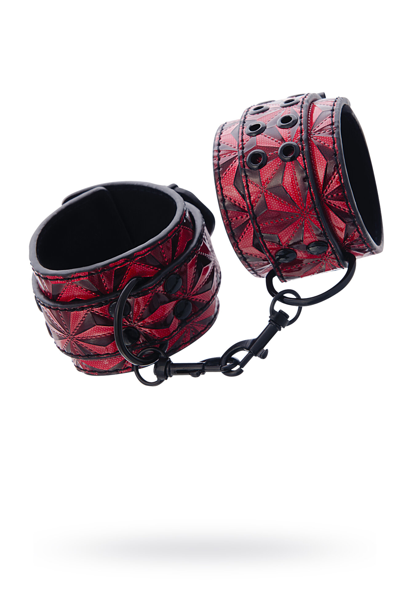 Оковы на ноги 'Ankles Cuffs', красные, PU кожа, регулируемые, с цепочкой 17см