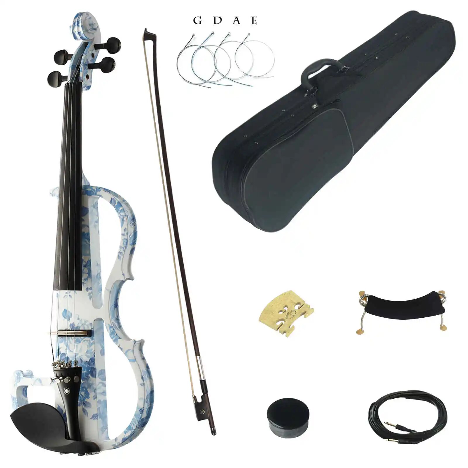 Kinglos 4/4 полноразмерный полностью цветной современный Электрический/фотоальбом из массива дерева с черными фитингами мягкий чехол