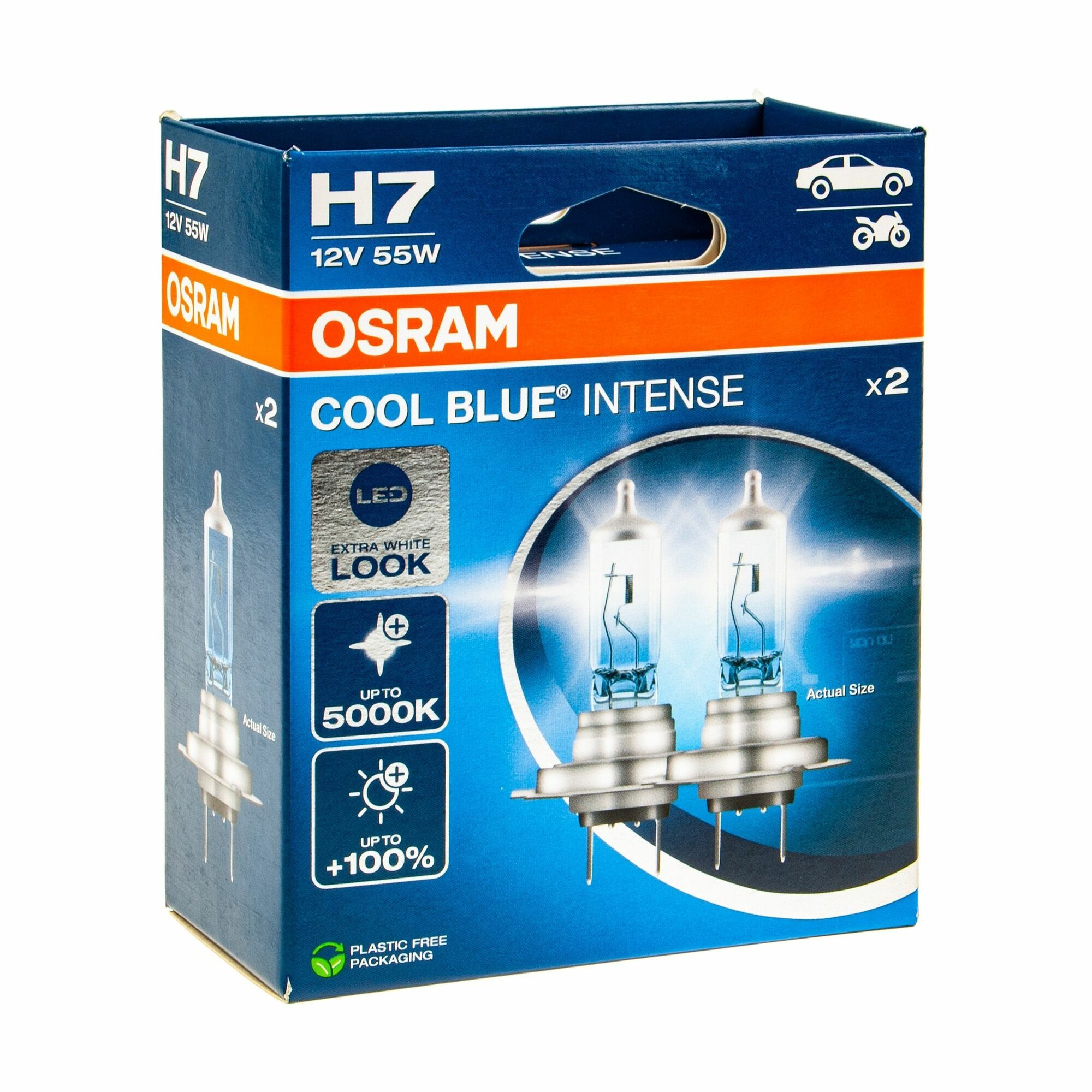 Автолампа H7 55W PX26d+100% COOL BLUE INTENSE 5000K 12V, 2 шт