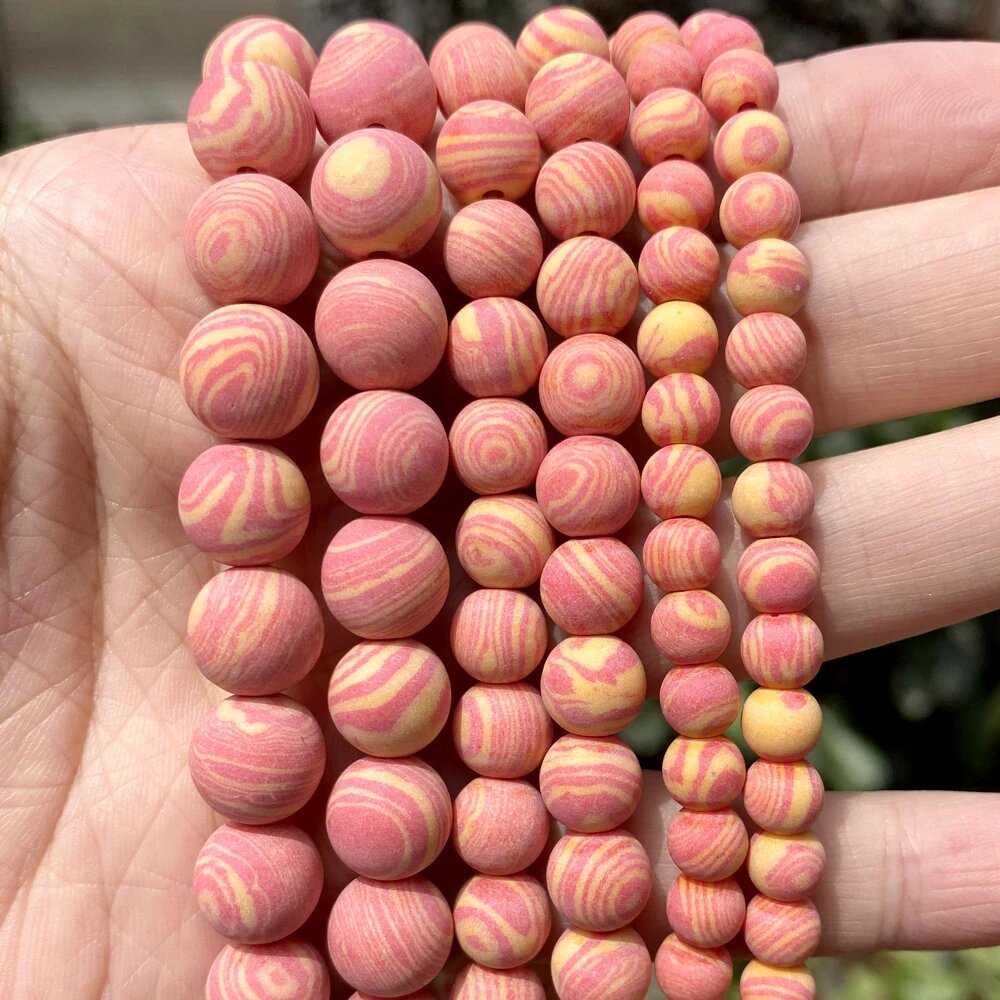 Малахитовые бусины CUIMD 4 6 8 10 12 мм 8mm, Matte Orange Red