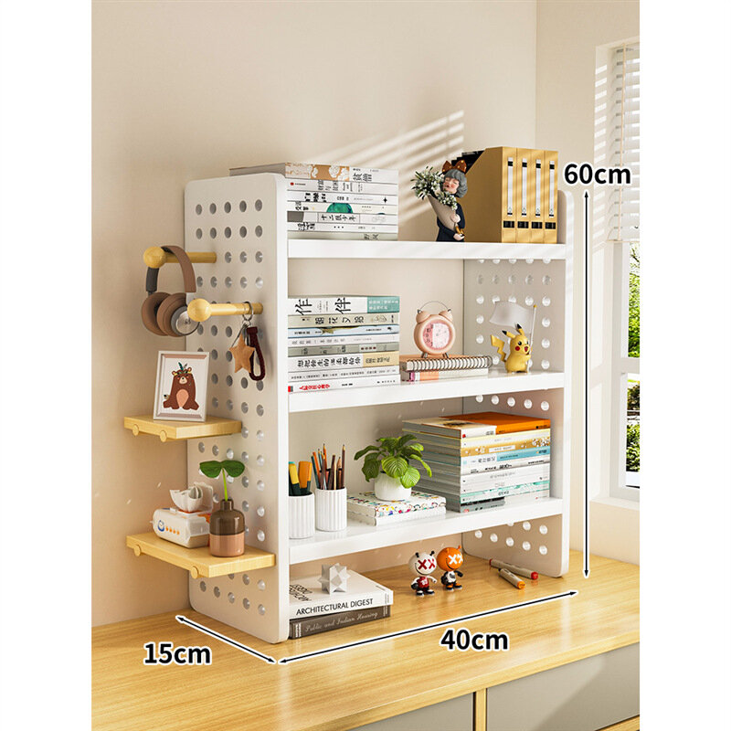 Настольная полка с перфорированной панелью для хранения, многоярусная подставка для книг, органайзер для рабочего стола