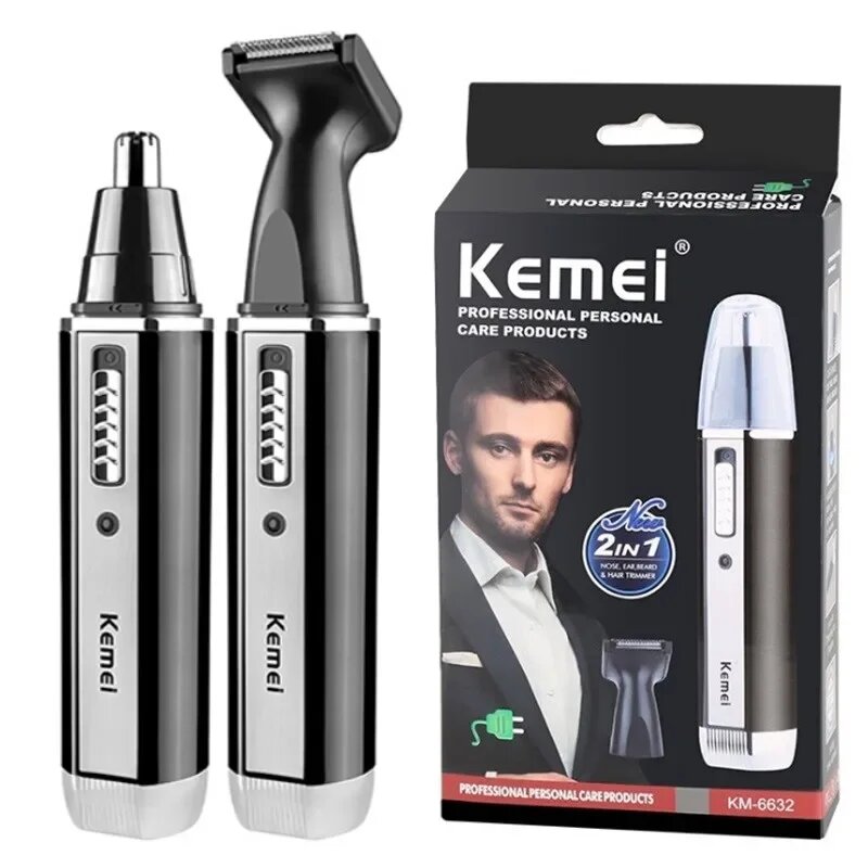 Kemei KM-6632 Триммер для носа и ушей, черный