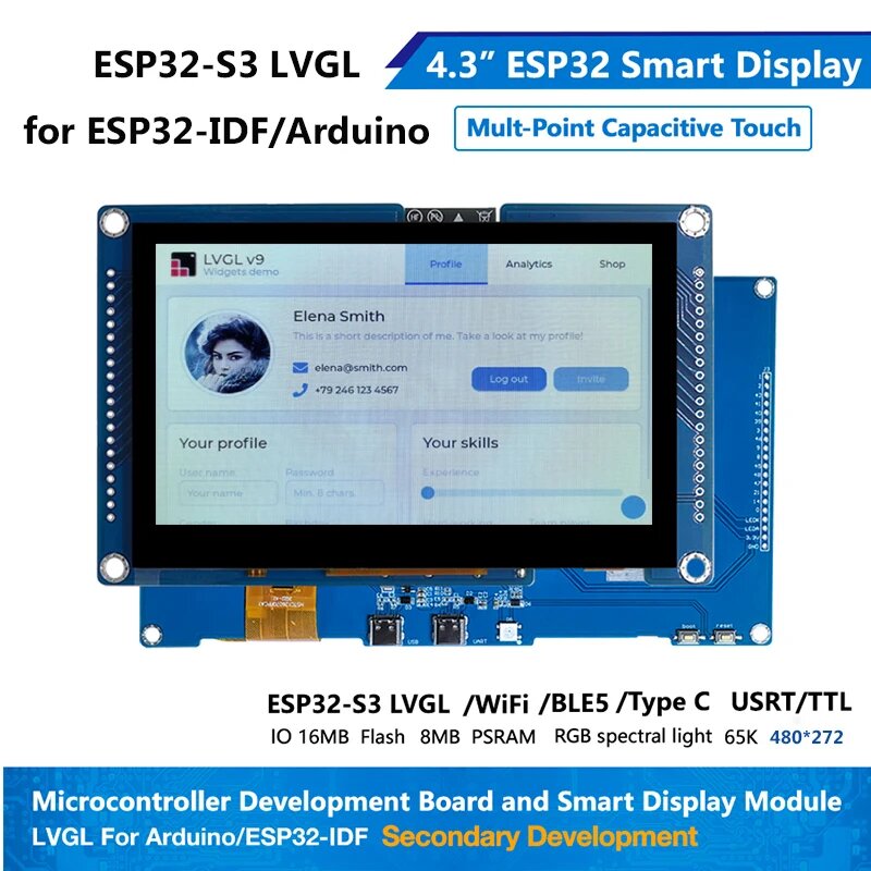 ESP32 S3 LVGL TFT ЖК-дисплей 4,3 дюйма 800x480 800480 Screen