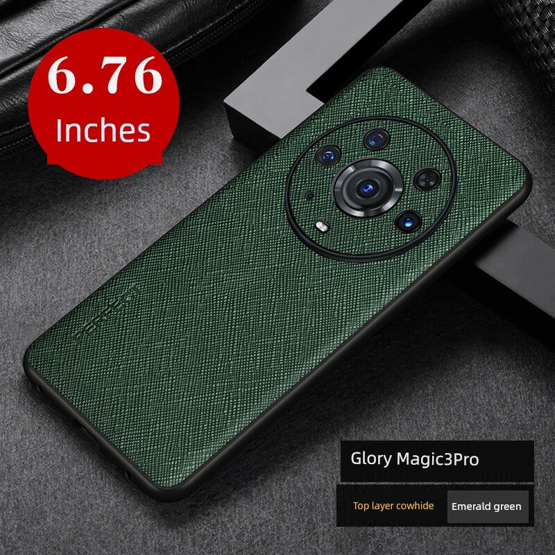 Кожаный чехол с крестообразным рисунком для Honor Magic3 Pro и Magic3 Ultimate, изумрудно-зеленый, противоударный