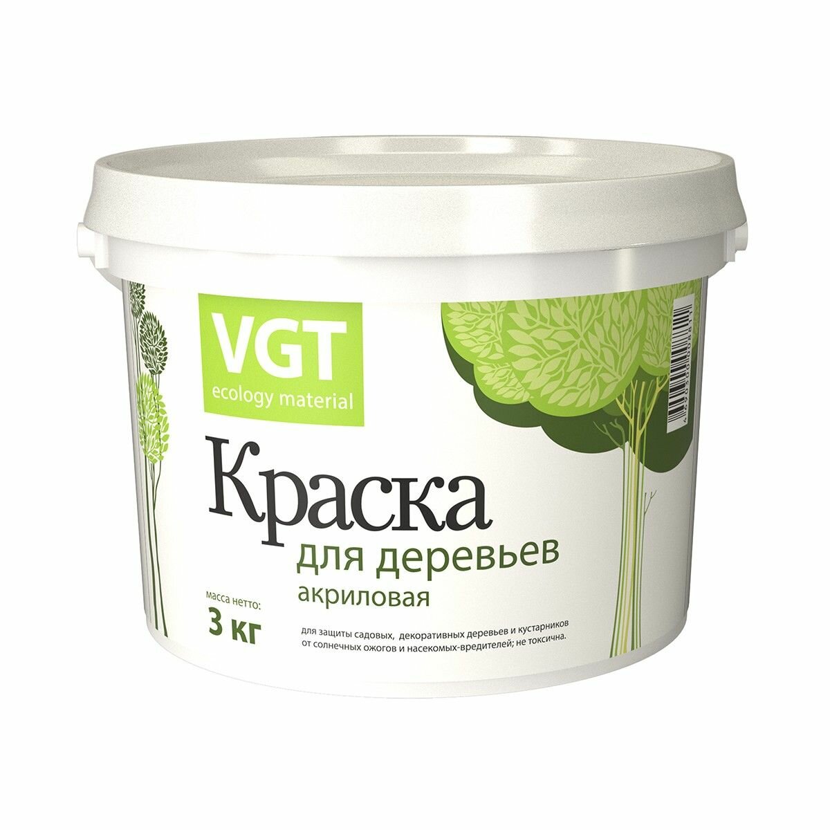 Краска для деревьев VGT ВД-АК-1180, акриловая, белая, 3 кг