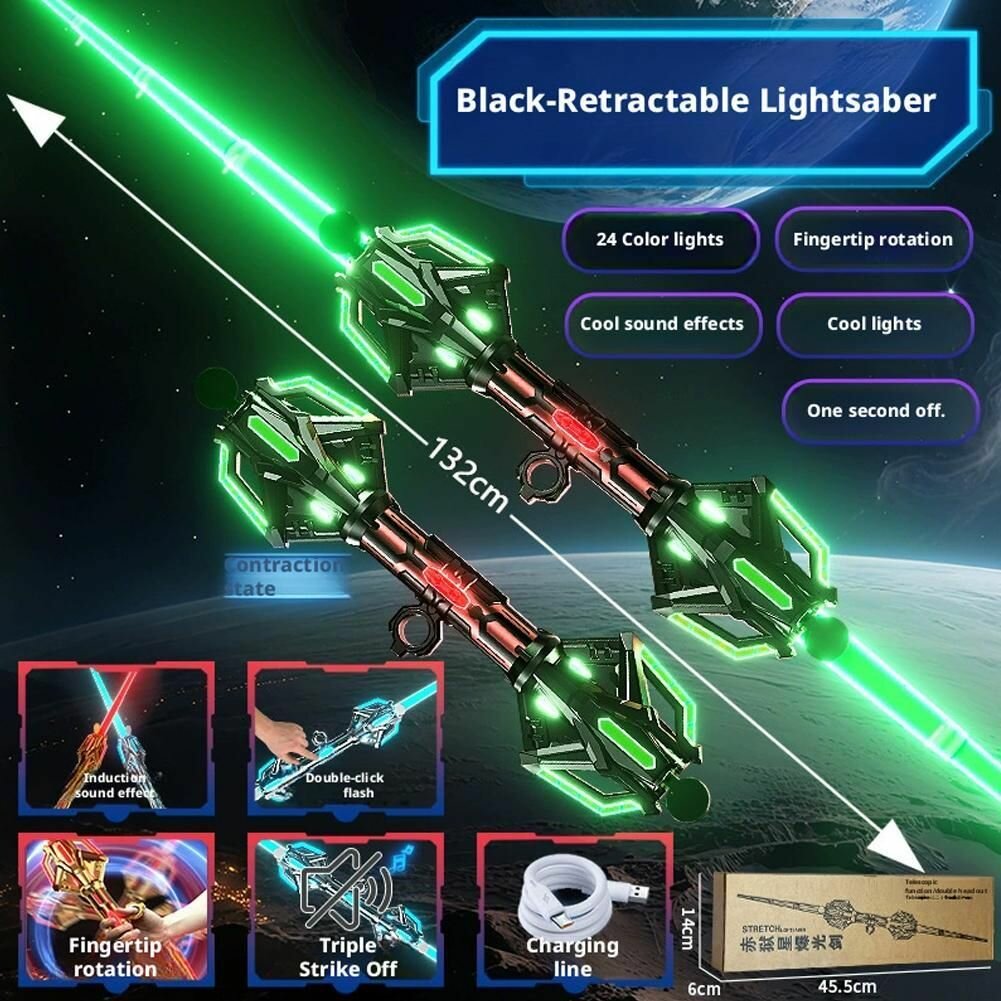 Настоящий лазерный меч из "Звездных войн", двуглавый, классный телескопический световой меч "два в одном"