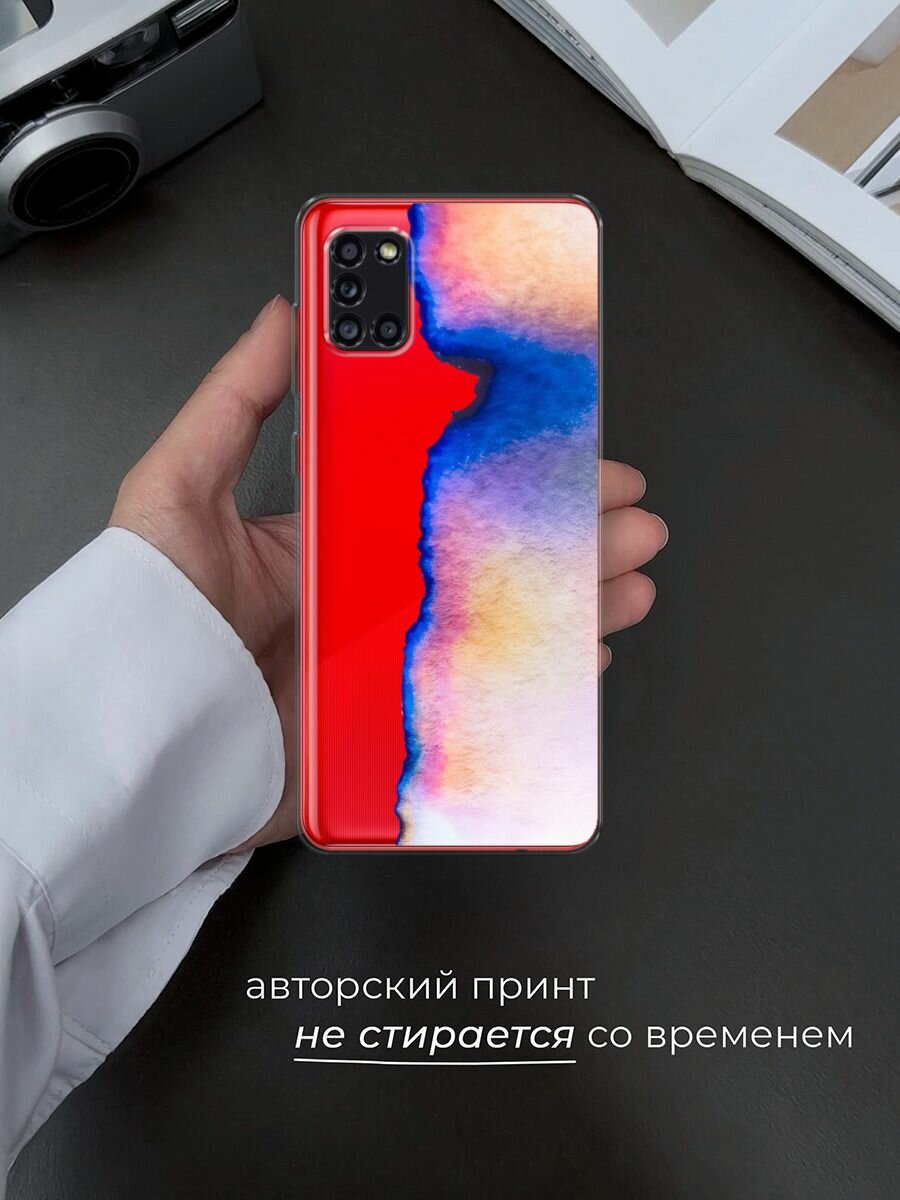 Чехол на Samsung Galaxy A31 / Самсунг Галакси А31 с принтом Синяя акварель, прозрачный — фото 1
