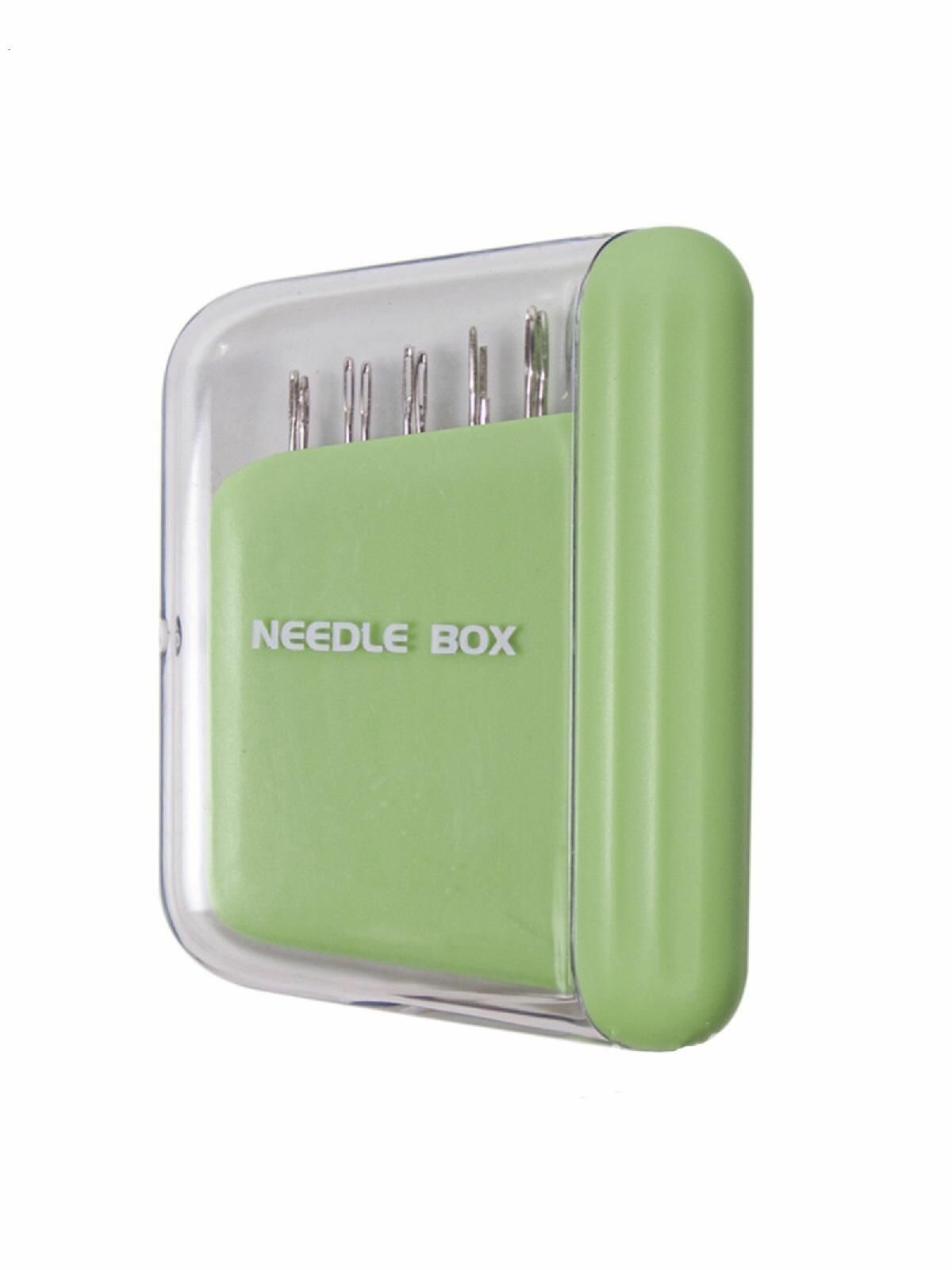 Швейные иглы с магнитным футляром и нитковдевателем, Ретро-зеленый