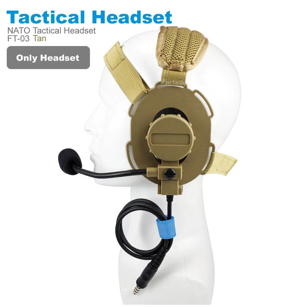 Тактическая гарнитура Fartalk FT03 U94 для Baofeng Only Headset Tan