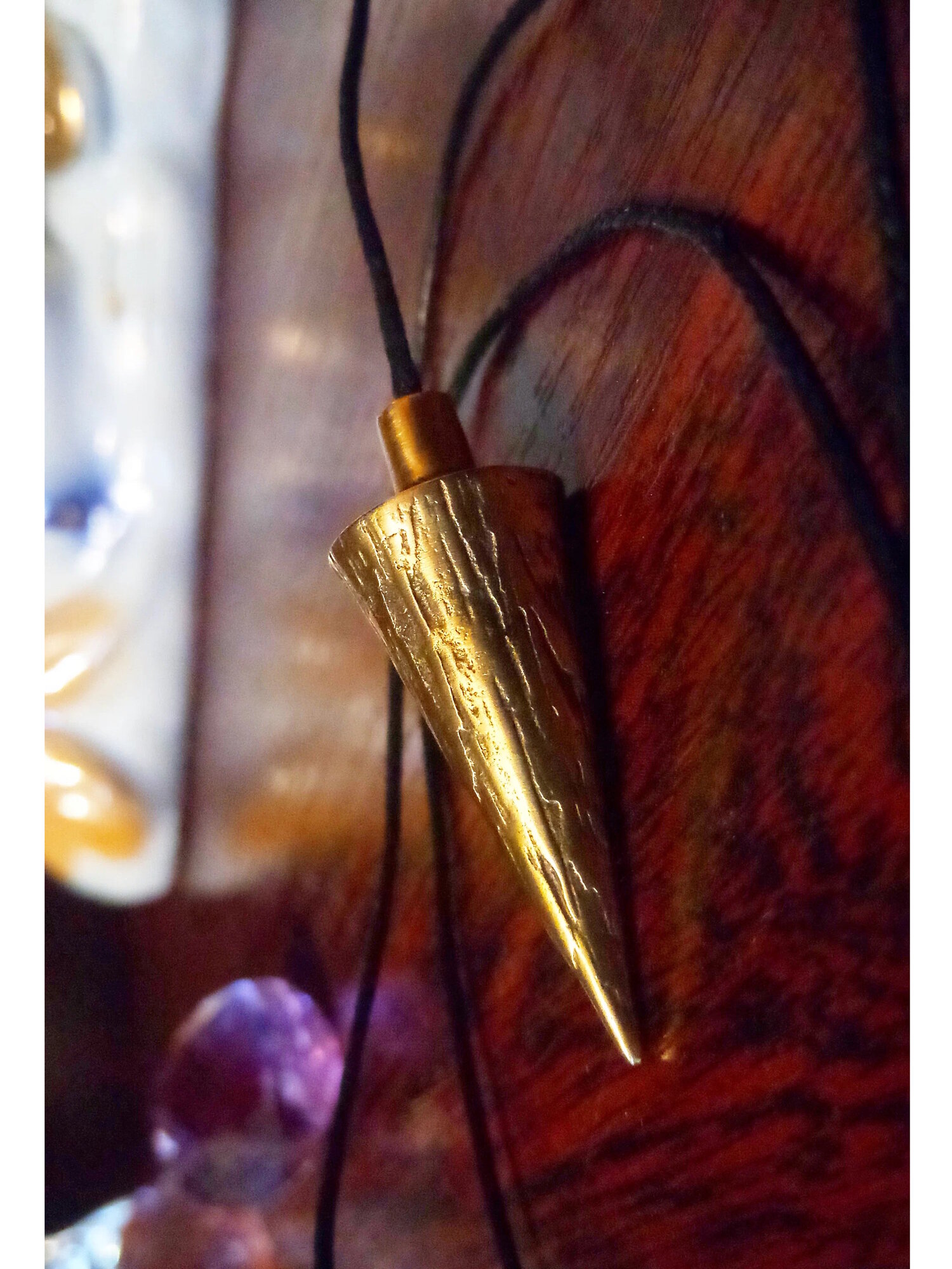 Маятник бронза 36 мм, конический, с мешочком и руководством, для биолокации, гадания