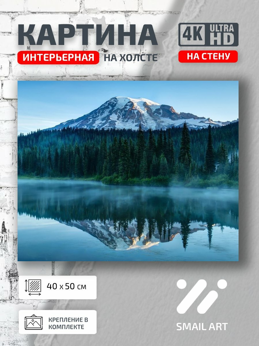 Картина на холсте интерьерная 40 на 50 на стену Туман Landscape для кабинета пейзаж декор