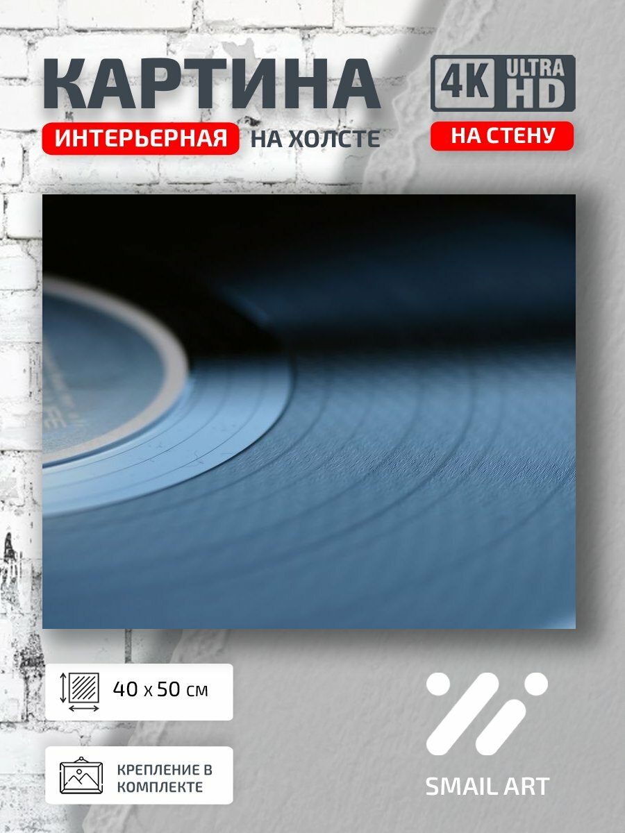 Картина на холсте интерьерная 40 на 50 на стену Пластинка Mood для спальни атмосфера декор
