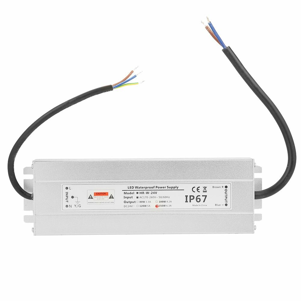 24V 150W 6.25A Светодиодная лента Источник питания IP67 Водонепроницаемый светодиодный драйвер Трансформатор