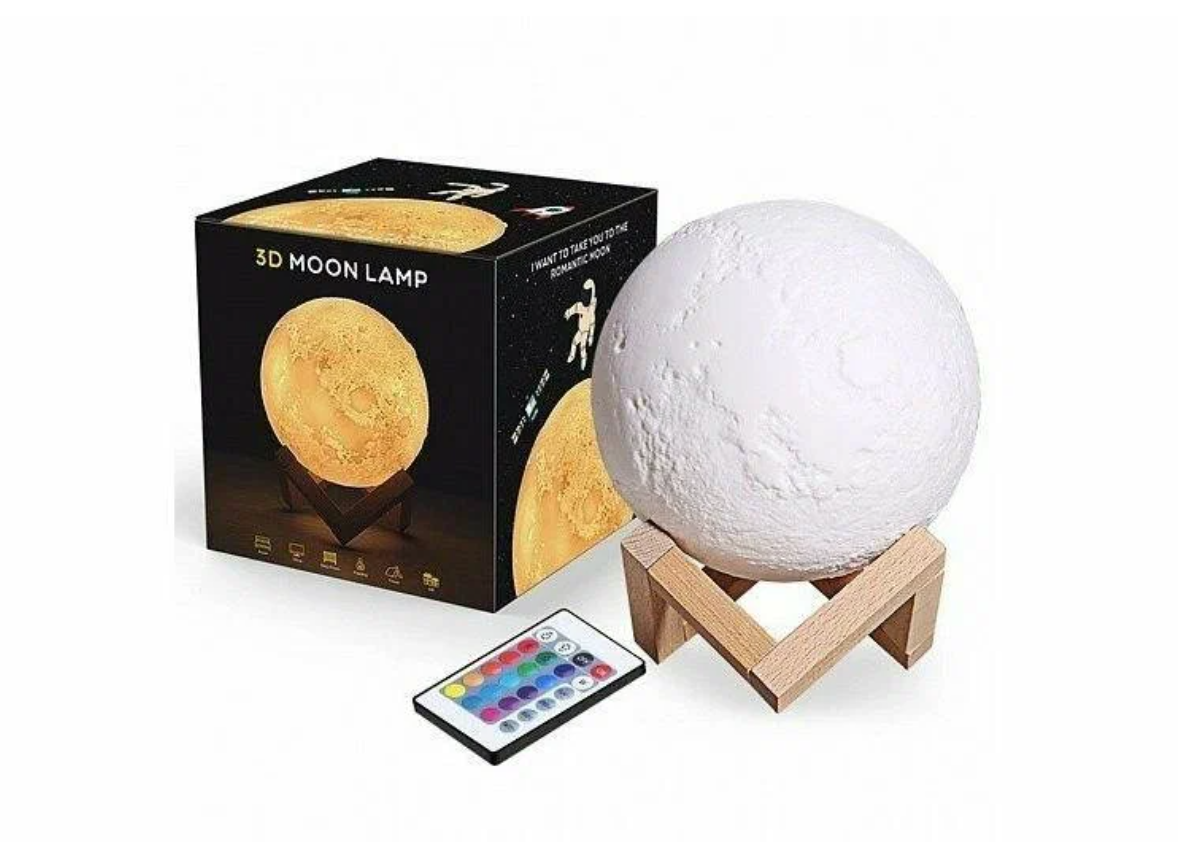 Светильник "Луна", LED, пульт, 3Д, дерево/пластик, для детской, 15x25см