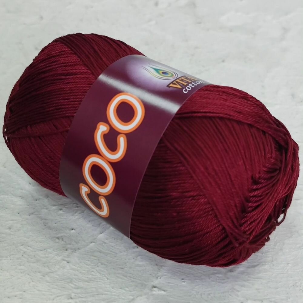Пряжа VITA cotton COCO Vita, винный - 4332, 100% мерсеризованный хлопок, 5 мотков, 50 г, 240 м.