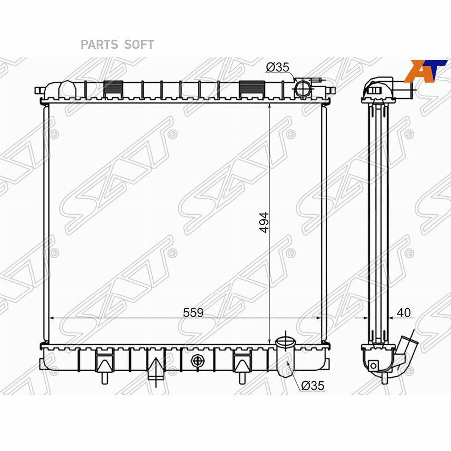 Радиатор Land Rover Range Rover 94-02 от официального дистрибьютора, SAT, артикул LR000398