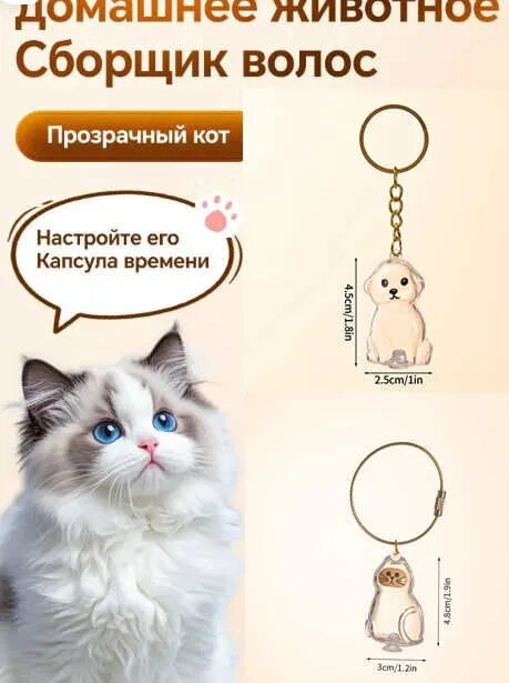 Брелок-капсула для кошачьей шерсти, коллекционный аксессуар для любителей кошек,2 шт