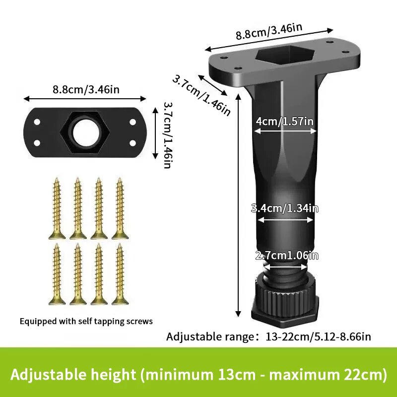 Телескопическая регулируемая опора для кровати, усиленная пластиковая ножка для дивана, мебельный A