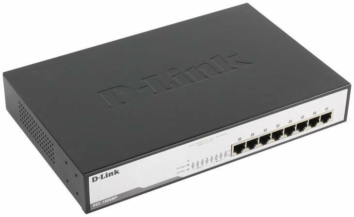 D-Link DGS-1008MP/A2A/B1A Коммутатор , Layer 2 unmanaged Gigabit Switch with PoE and Green Ethernet power save technology