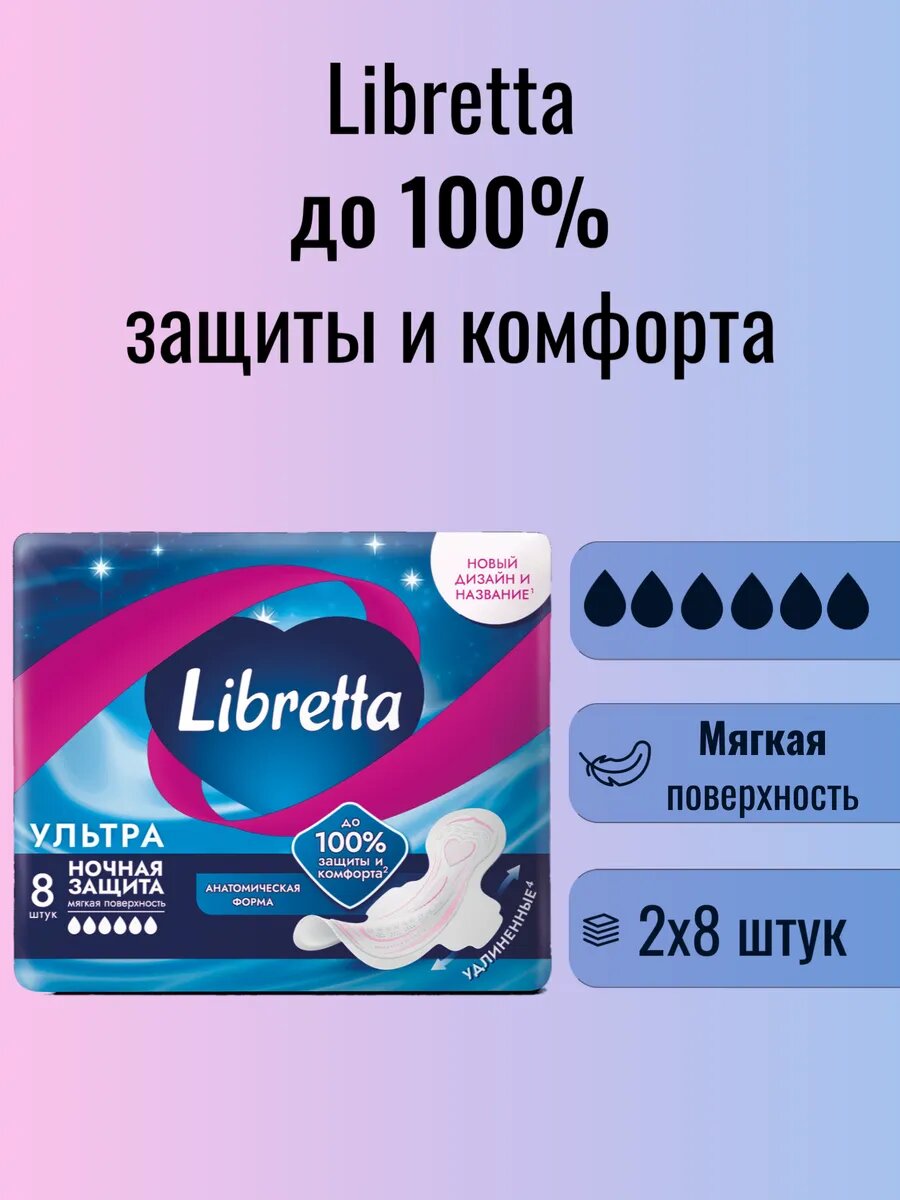 Прокладки ультра ночная защита мягкая поверхность 16 штук
