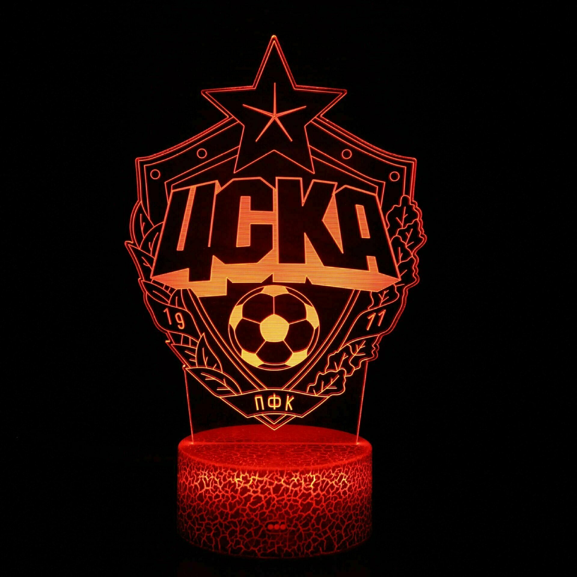 Меняющий цвет ночник "Футбольный клуб ЦСКА", настольный, датчик освещенности, 3Вт