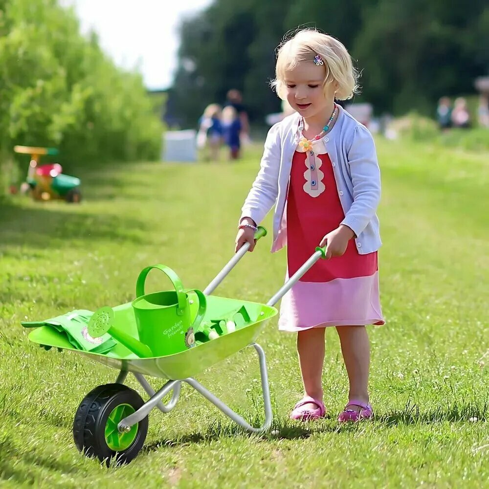 Тележка детская Дачная с ручкой / Тачка садовая для игры в песке / Набор для песочницы