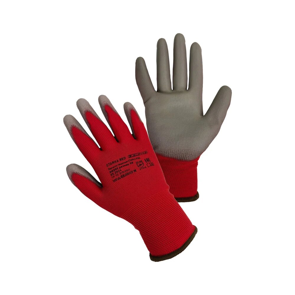 Перчатки нейлоновые с полиуретановым покрытием S. GLOVES "STARKA RED" красные, размер 10 31620Х-10 — фото 1