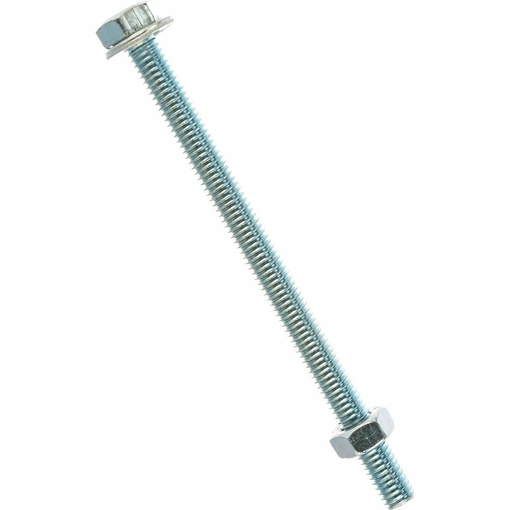 Болт Tech-Krep/Zitar DIN933 с шестигранной головкой, оцинкованный М6х90 + гайка + шайба 3 шт - пакет 136912