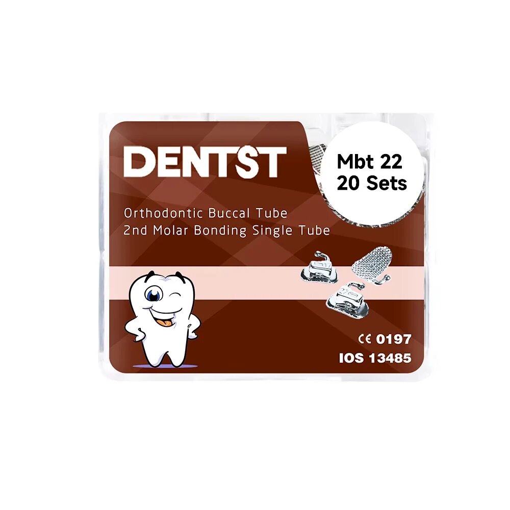 20 наборов в коробке, Стоматологические Ортодонтические трубки MBT Roth 022 1-й/2-й молярные колючие трубки, нетрансформируемая сетчатая основа, одиночная трубка