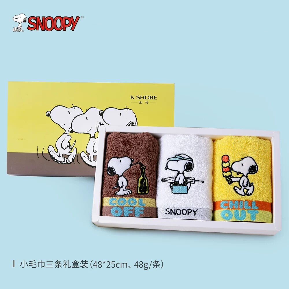3 полотенца Snoopy x Gold Label, класс А, 100% хлопок, для взрослых и детей, лицевые полотенца для домашнего