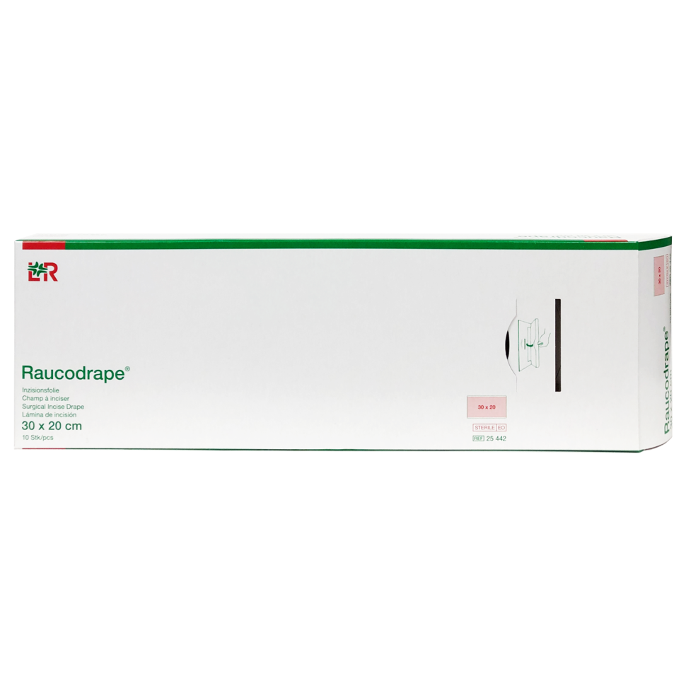 Пленка инцизная Raucodrape (Раукодрейп) хирургическая для асептики операционного поля, 30 х 20 см, 10 штук в упаковке, 25442