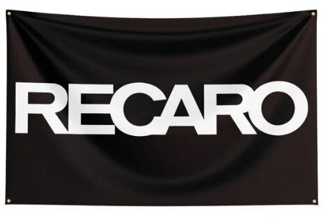 Флаг Recaro черный 90x150 см, 4 люверса