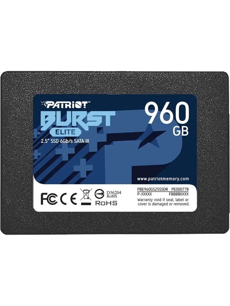 SSD жесткий диск Patriot Burst Elite SATA 2.5" 960GB PBE960GS25SSDR