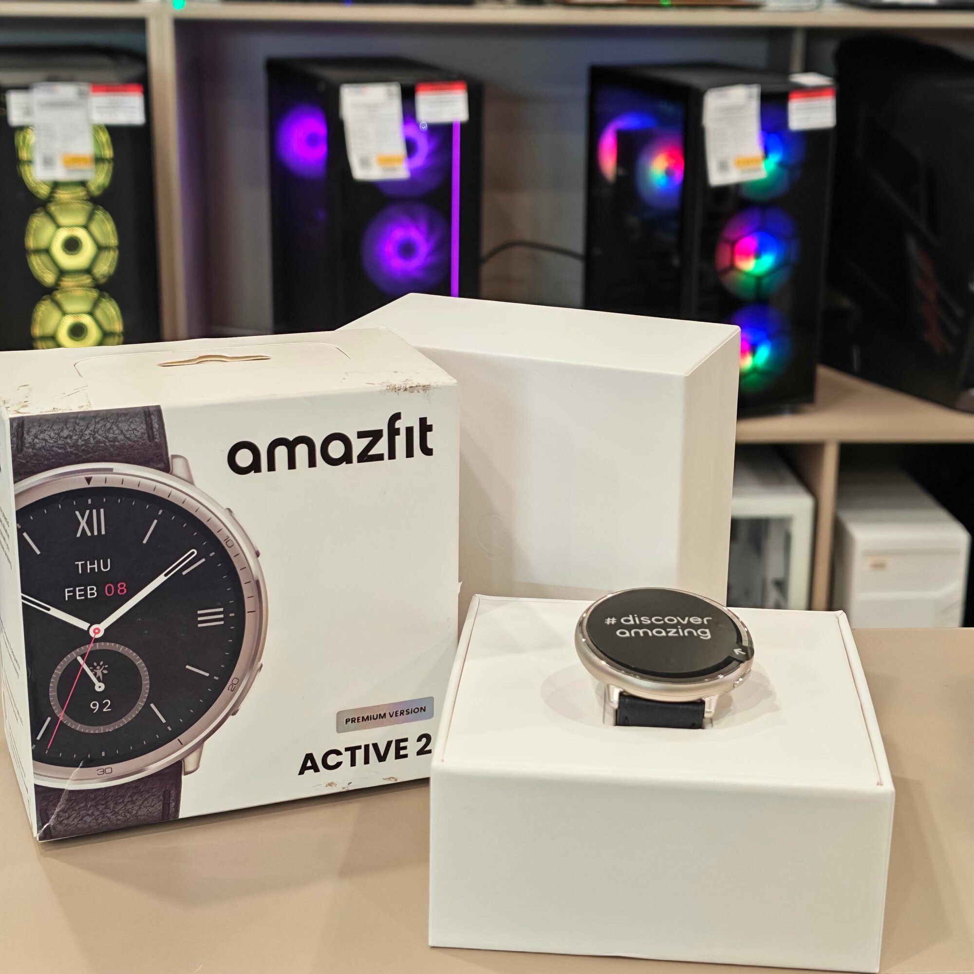 Смарт-часы Amazfit Active 2R A2437 Premium 43.9мм 1.32" AMOLED сереб./черный р.бр.:150-210мм