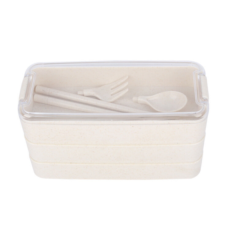 Экологичная японская трехъярусная соломенная бенто-коробка с пшеничным цветом, микроволновая безопасная контейнер для