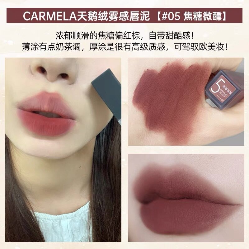 Губная помада Carmela, матовая, губная грязь, блеск для губ, долговечный цвет, натуральный, рекомендуется для начинающих, аутентичный опт