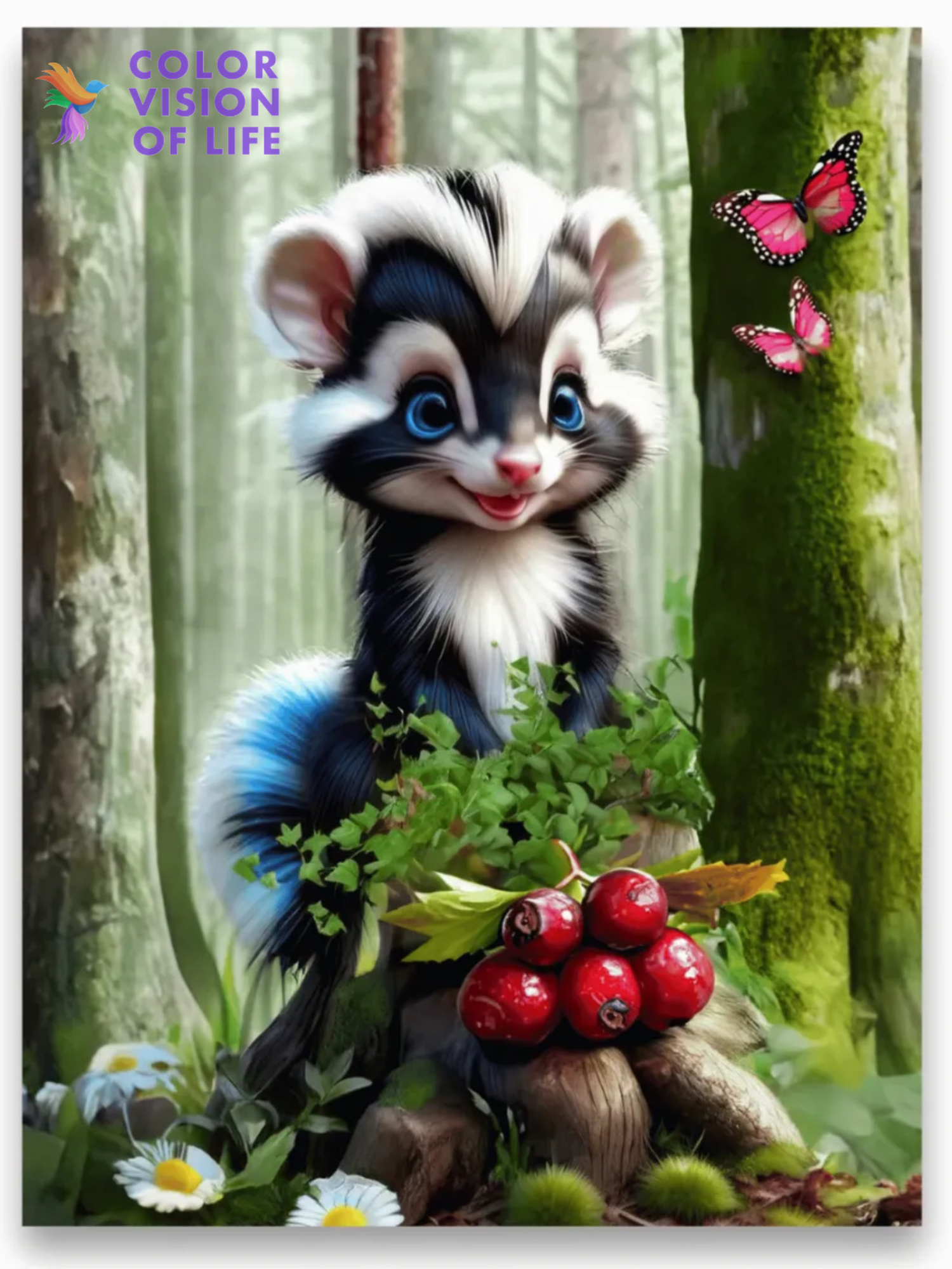 Алмазная мозаика на подрамнике 30x40 "Лесной хорёк"