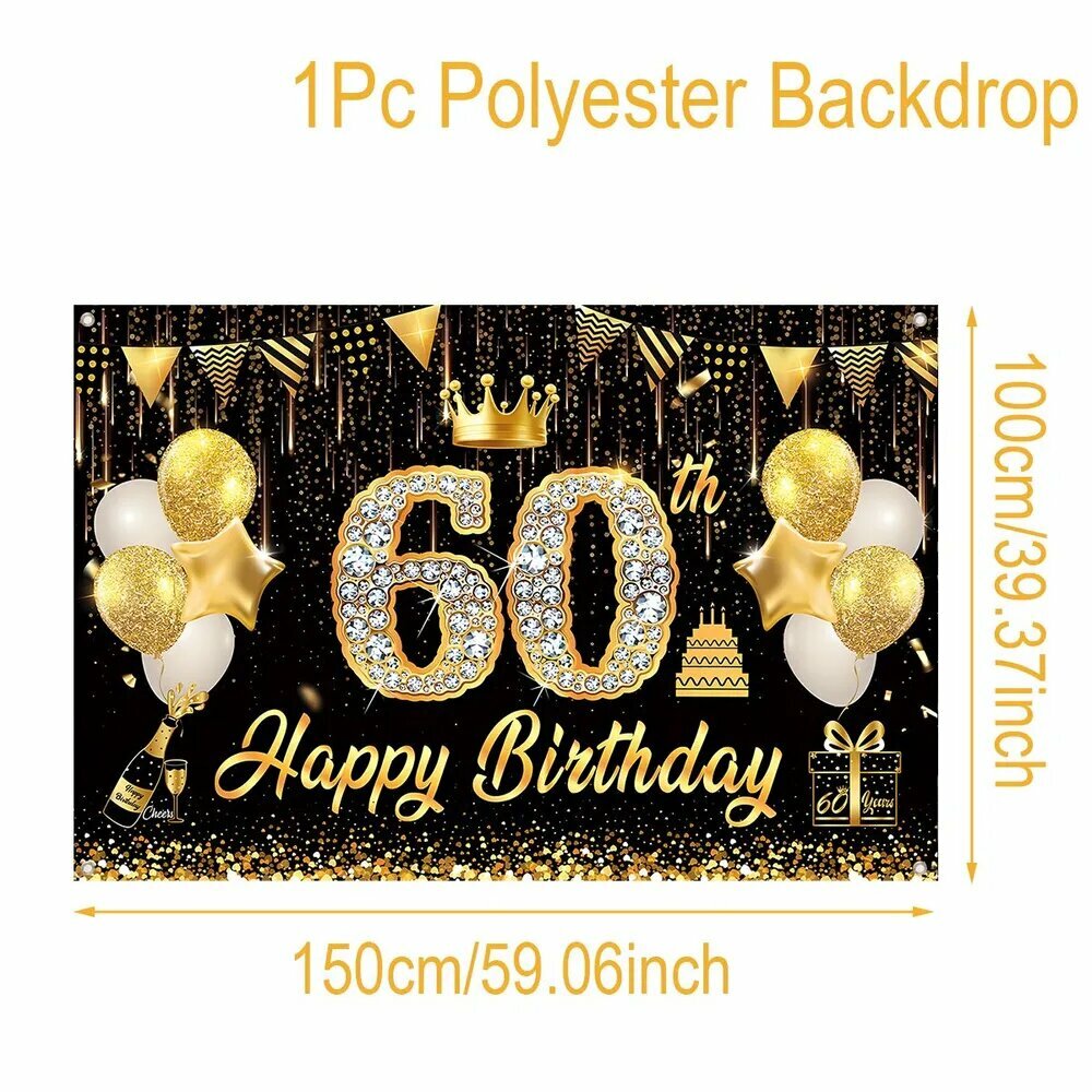 Баннер на 50-й день рождения, чёрное золото