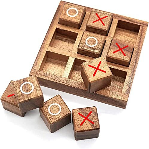 Двойной интерактивный настольный игральный набор для родителей и детей, деревянная игра Крестики-нолики, материал дерево, упаковка пластиковый пакет, размер 11.5 x 11.5 x 3 см, фигуры 2.5 x 2.5 x 2.5 см, вес 0.15 кг, подходящий возраст 3-60 лет,