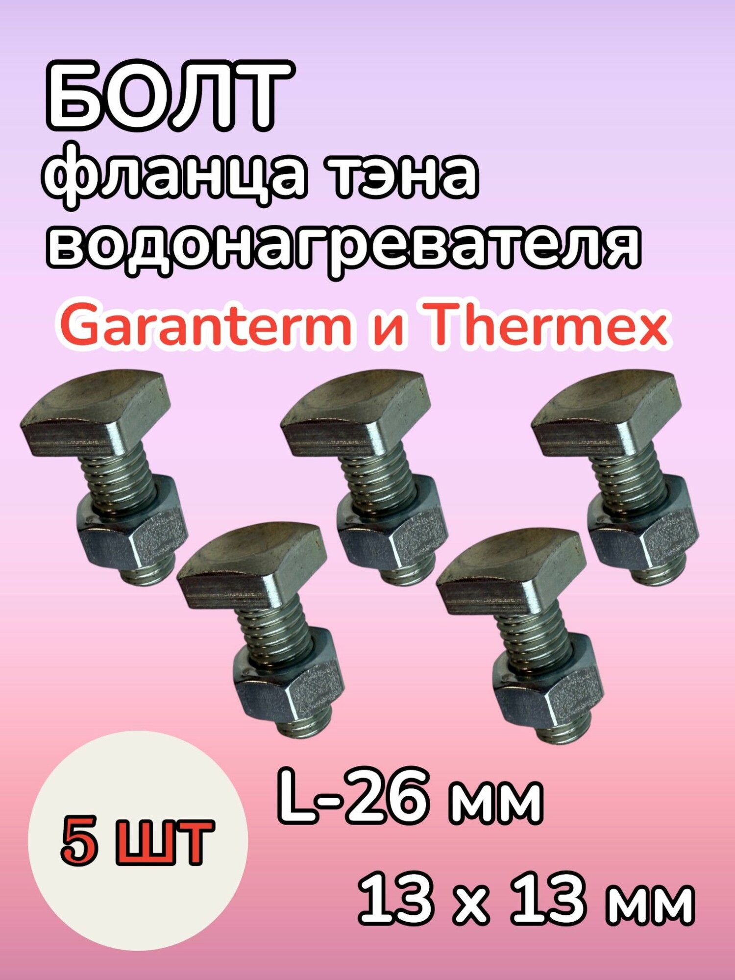 Болт фланца тэна L-26 мм (5 шт) для Garanterm и Thermex