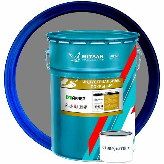 Эпоксидная краска для бетонных полов Akrep -B10 (АКРЭП-Б10), 20 кг + 0,4 кг, серый