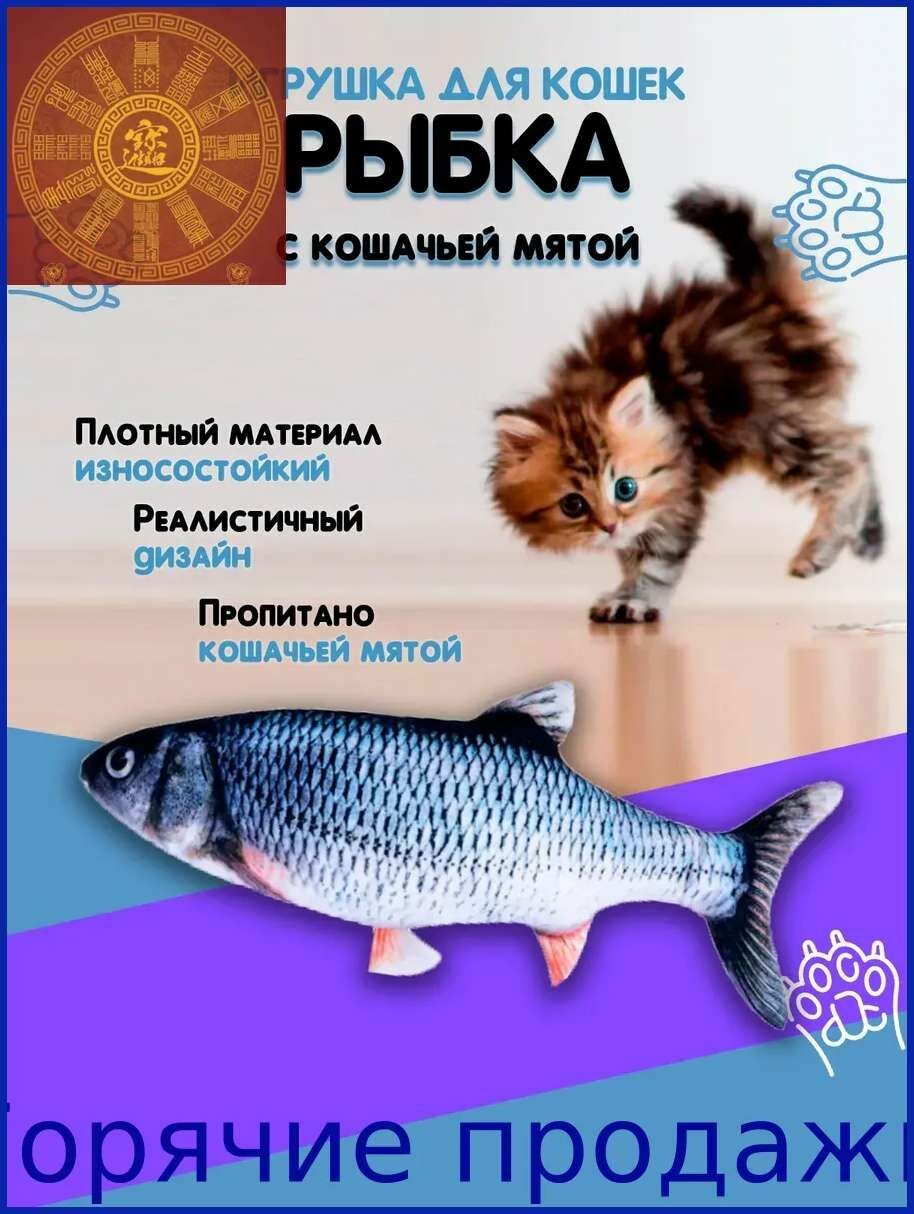 Мягкая игрушка для кошек с кошачьей мятой / Карась 20-22 см
