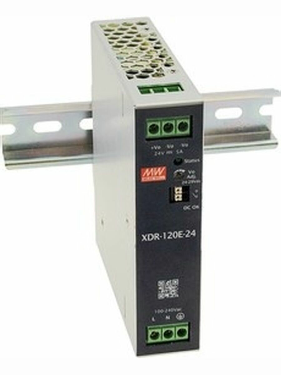 Источник питания AC-DC на DIN-рейку MEAN WELL XDR-120E-24, 120 Вт, 24 В, 2 А
