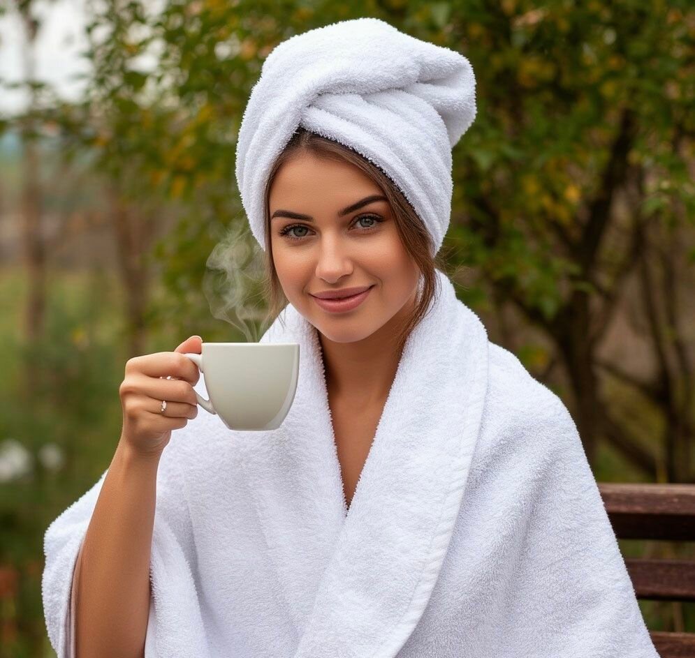 Полотенце большое Отельное махровое банное, для ванны однотонное Белое 95*150 см 450 г/м