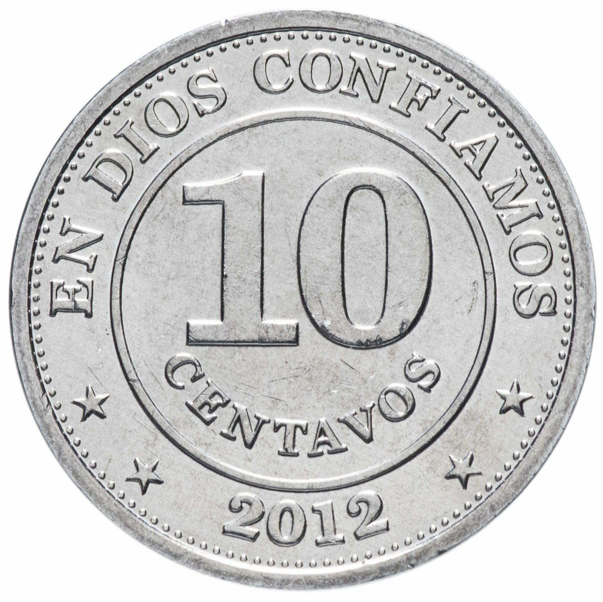 Никарагуа 10 сентаво centavos 2012, Алюминий, в сохранности AU-UNC